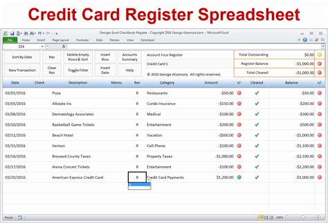 Credit Card Tracker Excel Template