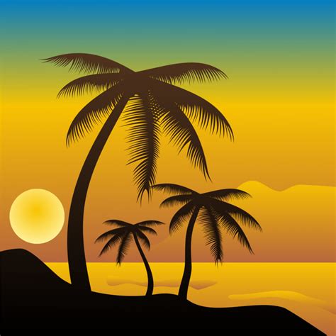 Coconut Trees Beach Drawing