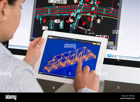 Engineer Using Ipad Cad Computer Aided Design Application To Model 3d