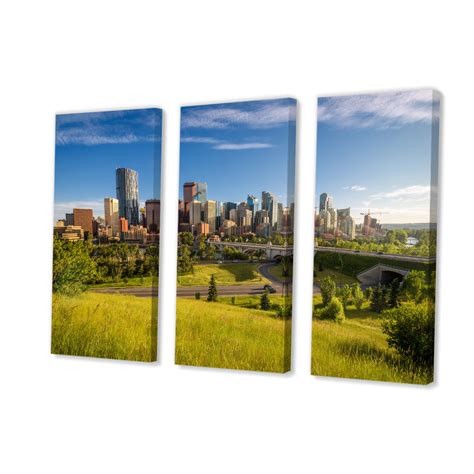 Ebern Designs Skyline Calgary At Sunrise On Canvas 3 Pieces Print Wayfair