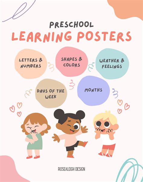 Set Of 8 Preschool Learning Posters Classroom Posters Homeschool