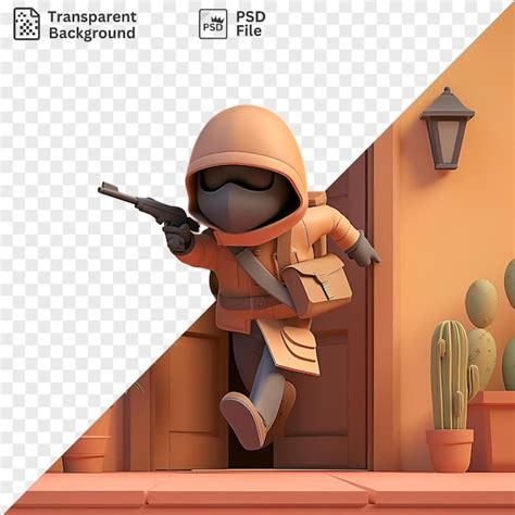 Premium Psd 3d Burglar Cartoon Breaking Into A House Surrounded By A