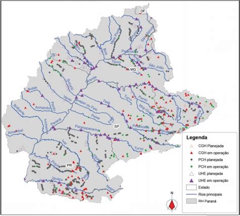 Bacia hidrográfica do Paraná Mapa Principais rios e Dados