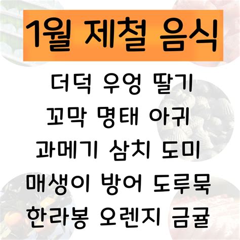 1월 제철 음식 해산물 식재료 궁합 제철 음식이 좋은 이유 방어 과메기 아귀 더덕 우엉 등