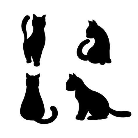 Silueta De Un Gato Vector Premium