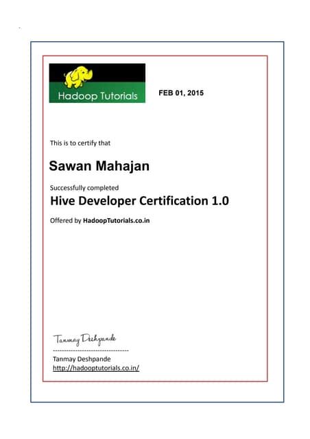 sawan mahajan hive certificate 1 0 pdf computer software and