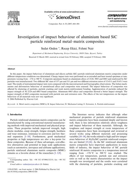 Pdf Investigation Of Impact Behaviour Of Aluminium Based Sic Particle Reinforced Metalmatrix