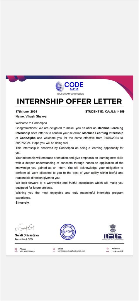 Vikash Shakya On Linkedin Machinelearning Internship Codealpha