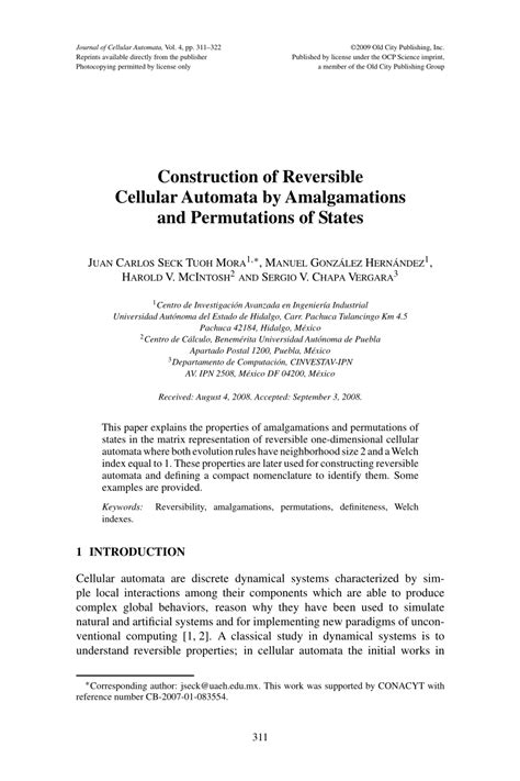 Pdf Construction Of Reversible Cellular Automata By Amalgamations And Permutations Of States