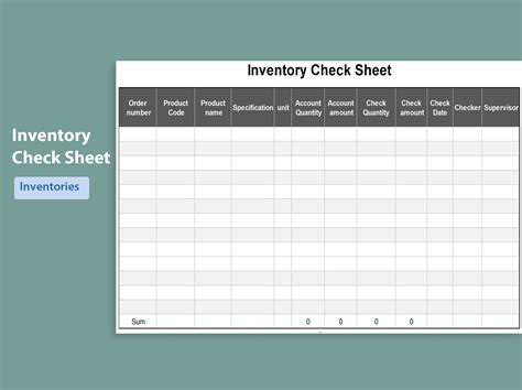 Check Sheet Template Excel
