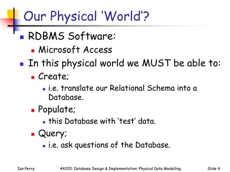 Ppt 44220 Database Design And Implementation Physical Data Modelling