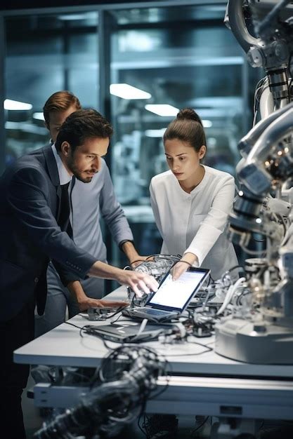 Premium Photo Diverse Team Of Engineers With Laptop And A Tablet