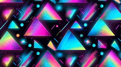 Futuristic Synth Wave Seamless Pattern Background Premium Ai