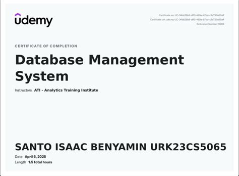 databasemanagement sql dbms udemylearningapp learningjourney… santo isaac benyamin