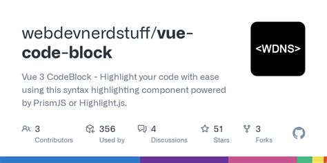 GitHub Webdevnerdstuff Vue Code Block Vue 3 CodeBlock Highlight