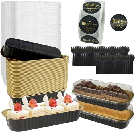 50pcs Mini Loaf Baking Pans With Lids And Spoons 6 8oz