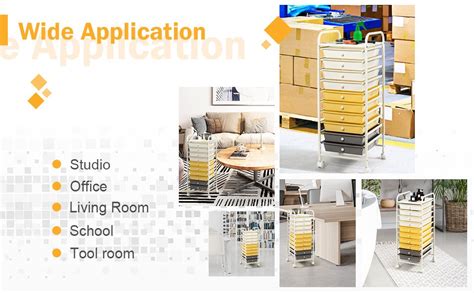 10 Drawer Rolling Storage Cart Organizer With 4 Universal Casters Costway