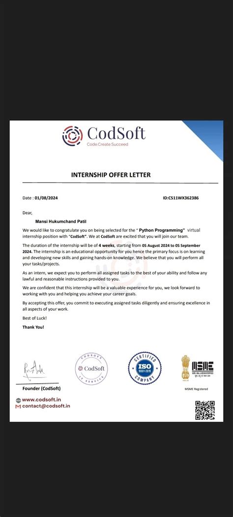 Mansi Patil On Linkedin Python Internship Programming Codsoft