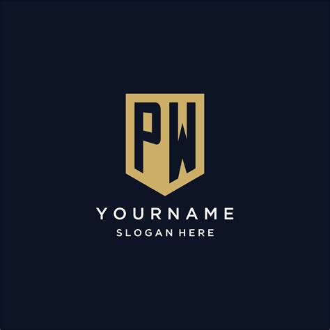 Pw Monogram Initials Logo Design With Shield Icon 15442650 Vector Art