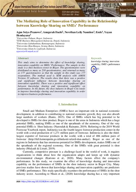 Pdf The Mediating Role Of Innovation Capability In The Relationship