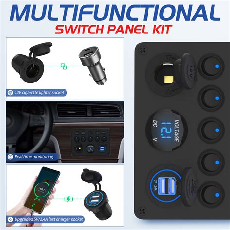 Multi Function 5 Gang Round Rocker Switch Panel With Dot Light Daier