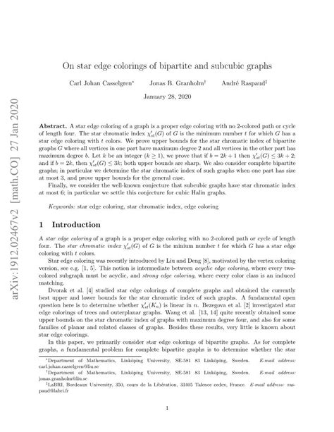 on star edge colorings of bipartite and subcubic graphs docslib