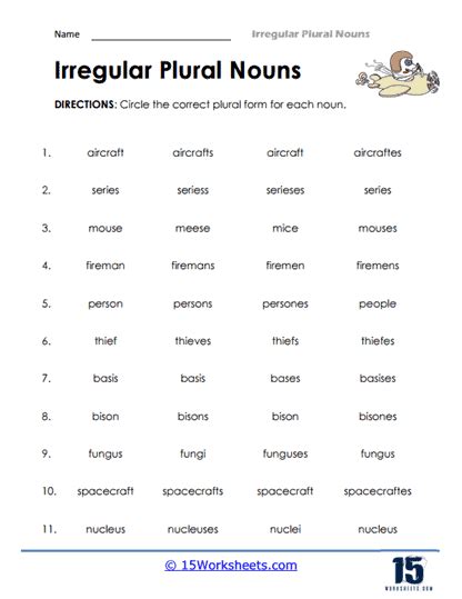 Irregular Plural Nouns Worksheets 15 Worksheets Library