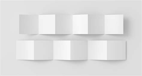스퀘어 페이지 지그재그 또는 아코디언 폴드 브로셔 6 개의 패널 12 페이지 빈 전단지 프리젠 테이션 디자인을 위해 흰색 배경에