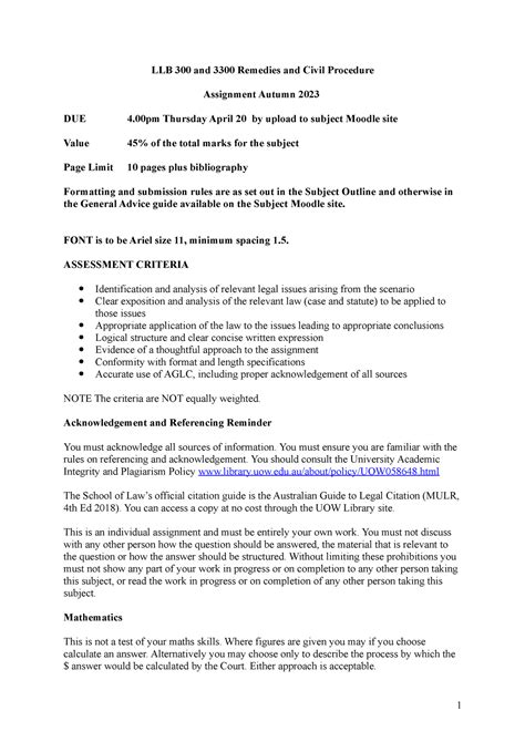 2023 Assignment Llb 300 And 3300 Remedies And Civil Procedure