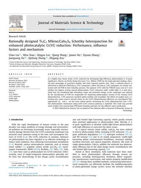 PDF Rationally Designed Ti3C2 MXene CaIn2S4 Schottky Heterojunction
