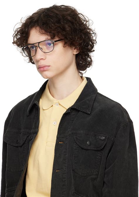 Tom Ford Silver Blue Block Navigator Glasses Tom Ford