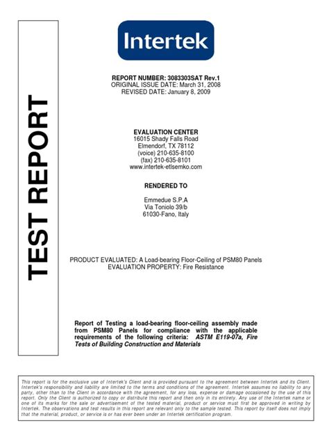 Intertek Fire Resistance Floor Panel Pdf Exposure Photography