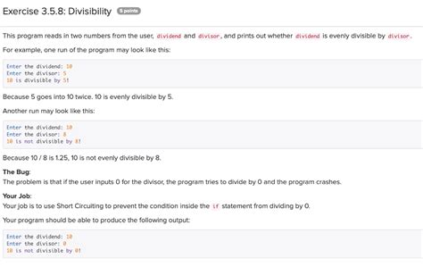 Solved Exercise Divisibility Points This Program Chegg