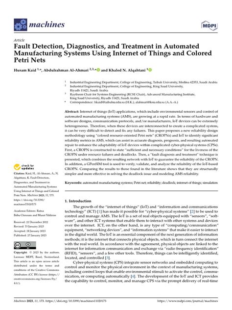 Kaid 等 2023 Fault Detection Diagnostics And Treatment In Aut Pdf Internet Of Things