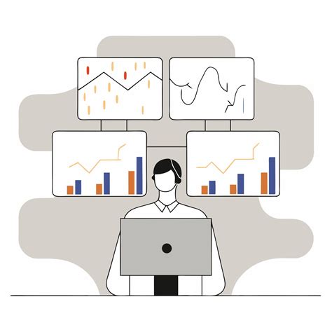 analyst monitors data graphs on multiple screens vector free