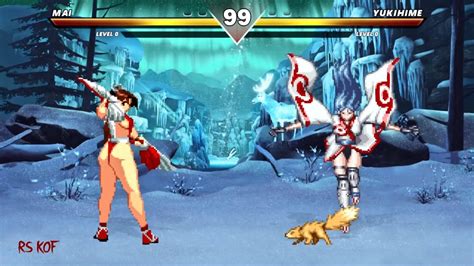 Kof Mugen Mai Shiranui Vs Yukihime High Level Insane Fight Hardest