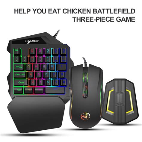 One Handed Gaming Mini Keyboard Mouse Set Colorful Vicedeal