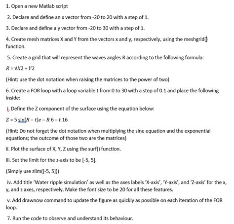 Solved 1 Open A New Matlab Script 2 Declare And Define An