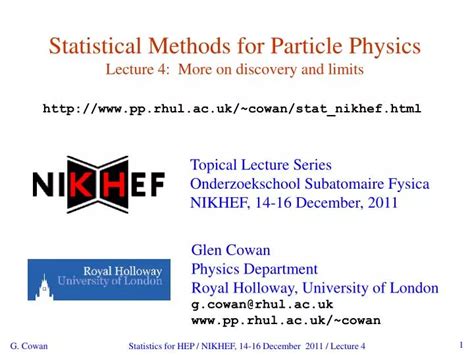 Ppt Statistical Methods For Particle Physics Lecture 4 More On