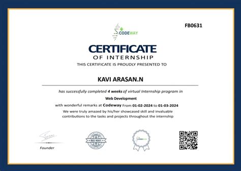 Kavi Arasan N On Linkedin Successfully Completed A Comprehensive Web Development Internship In