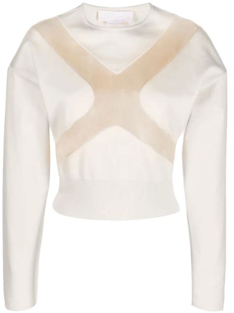 Genny Sheer Panel Detail Jumper Neutrals Farfetch