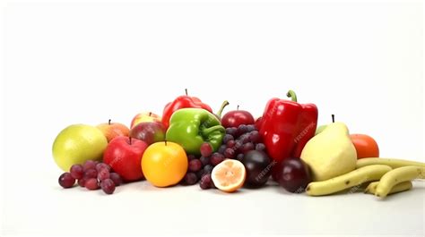 Premium Ai Image Fruits And Vegetables On A White Background