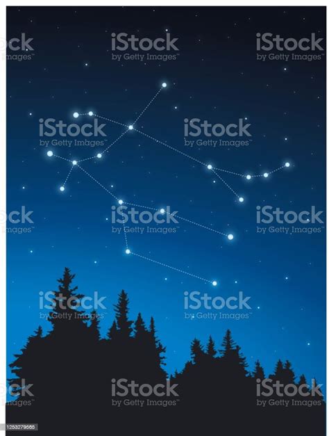 Sternbild Zwillinge Am Nachthimmel Stock Vektor Art Und Mehr Bilder Von
