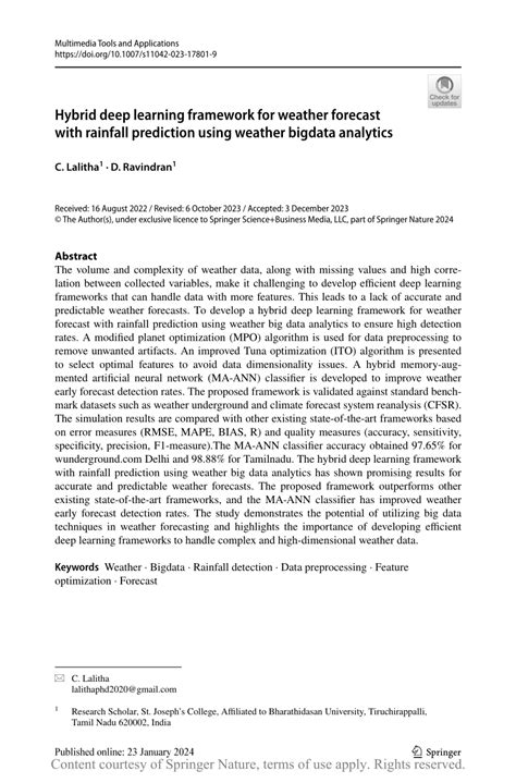 Hybrid Deep Learning Framework For Weather Forecast With Rainfall