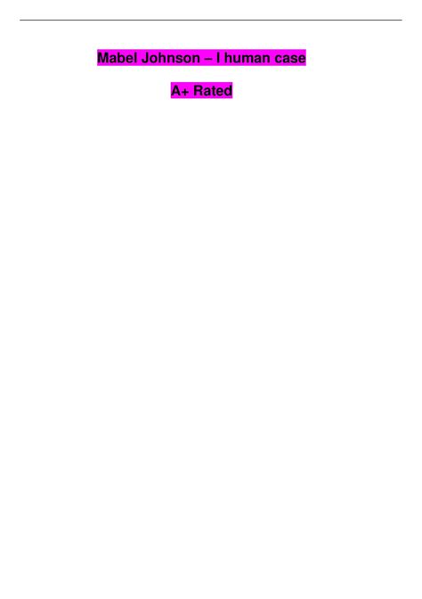 Mabel Johnson I Human Case Mabel Johnson Stuvia Us