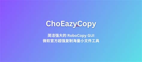 Choeazycopy 简洁强大的 Robocopy Gui，微软官方超强复制海量小文件工具的图形界面版本 小众软件