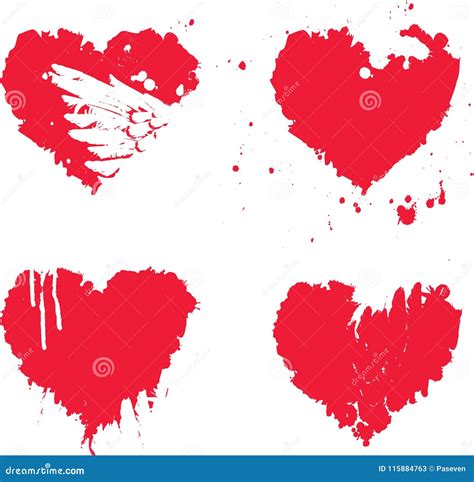 Watercolor Abstract Heart With Splashes Of Blood Stock Vector