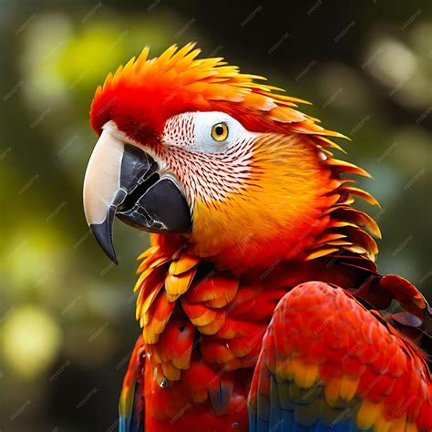 Premium Ai Image Photo Closeup Of A Scarlet Macaw From Side View