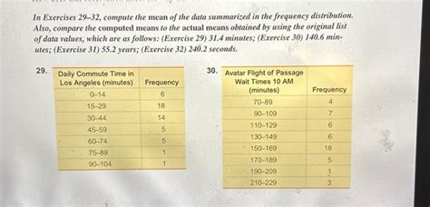 Solved In Exercises 29 32 Compute The Mean Of The Data