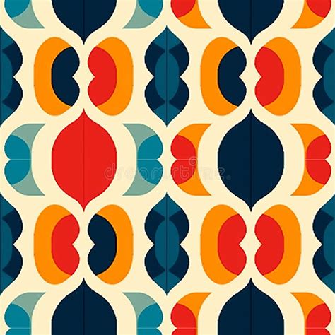 Retro Seamless Pattern Design Colorful Nostalgic Repeat Background For Textile Wallpaper And
